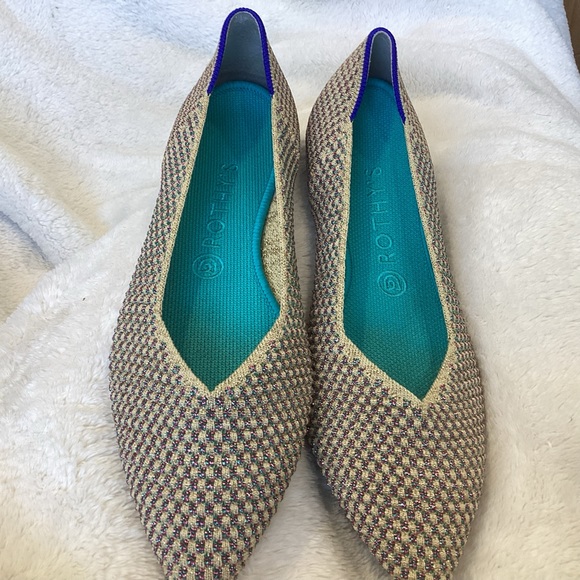 Rothy's | Shoes | Rothys The Point Multi Metallic Knit Textile Ballet ...
